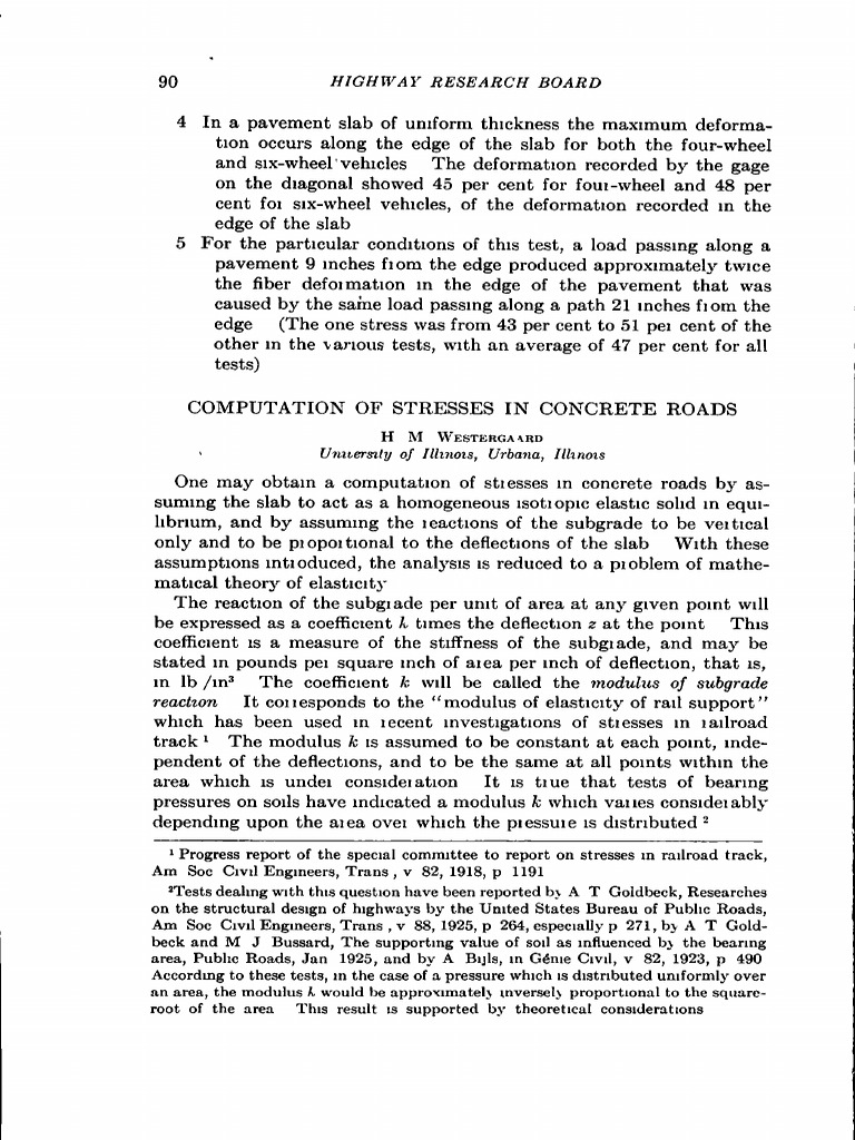 Westergaard-1926 Computation Stresses in Concrete Roads | PDF | Young's ...
