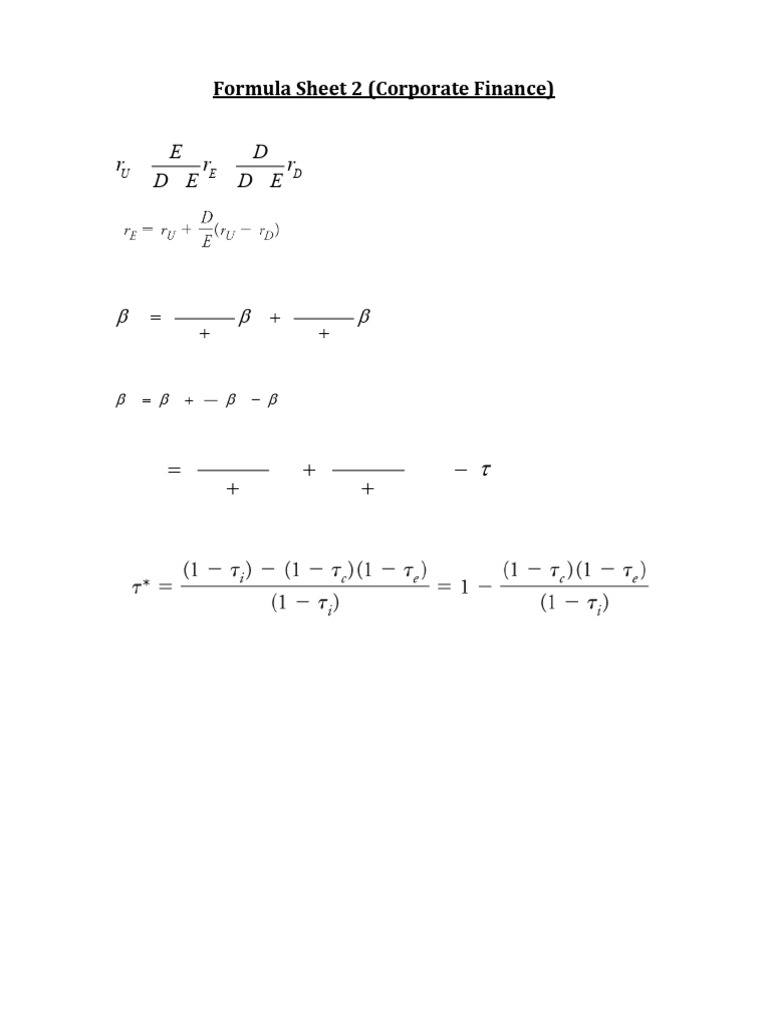 Formula Sheet 2 | PDF | Technology & Engineering