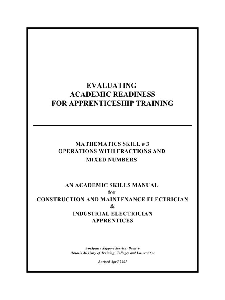 03 Operations With Fractions | PDF | Apprenticeship | Electrician