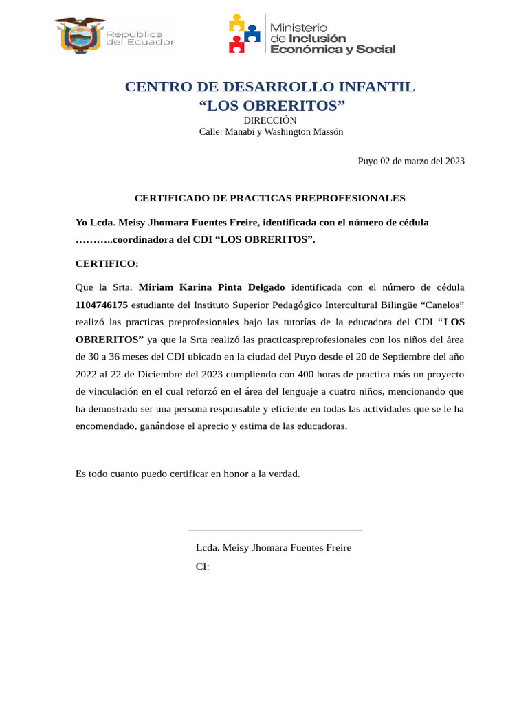 Certificado Cdi | PDF