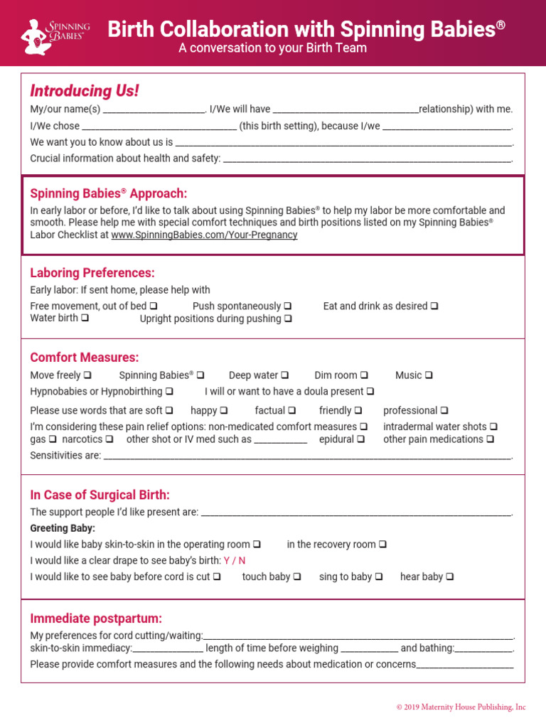 Spinningbabies Birth Collaboration | PDF | Childbirth | Human Pregnancy