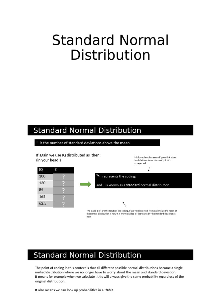 4 - Standard Normal Distribution | PDF | Normal Distribution | Standard ...