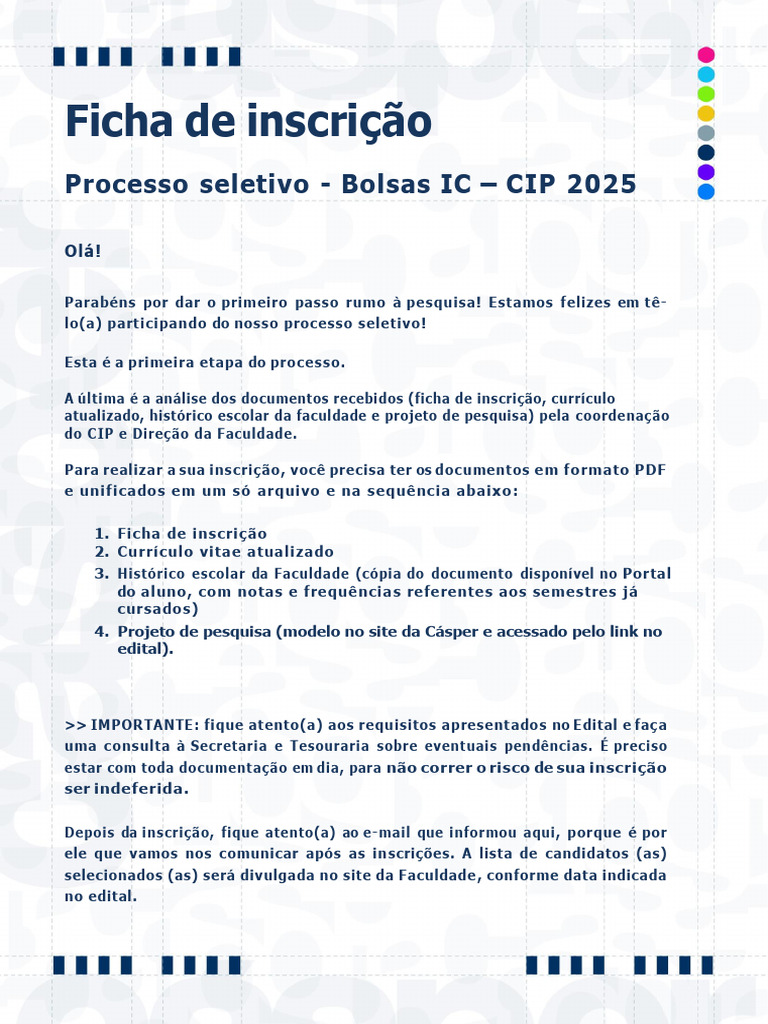 Ficha de Inscricao CIP 2025 | PDF