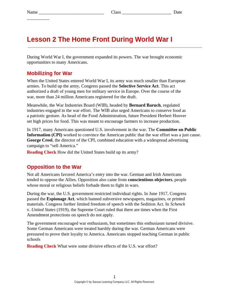 Hsus Ca T12 L02 LSB | PDF | World War I | The United States