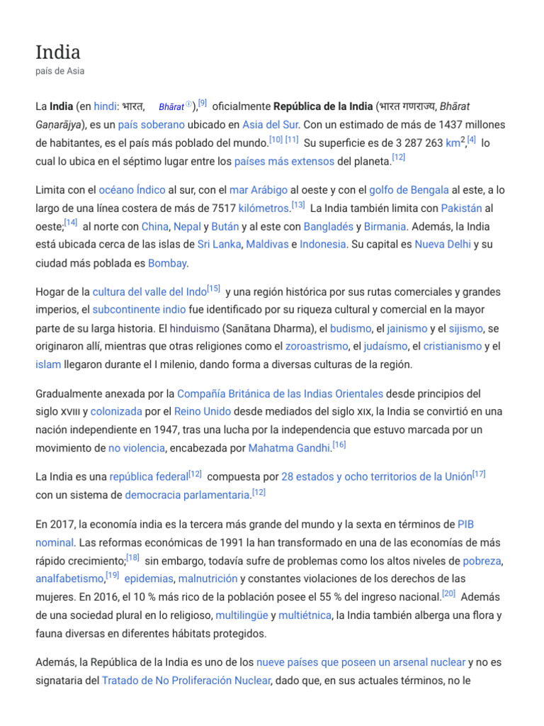 Datos clave sobre la India moderna | PDF