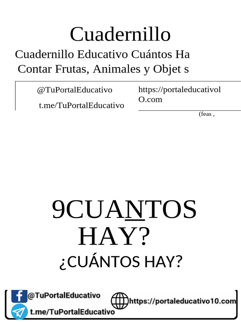 Cuadernillo: Contar Frutas y Animales | PDF | Juegos y actividades