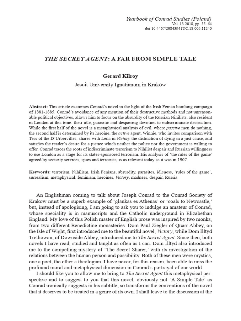 5 - Kilroy - Yearbook of Conrad Studies - 2018 13 | PDF | The Secret Agent