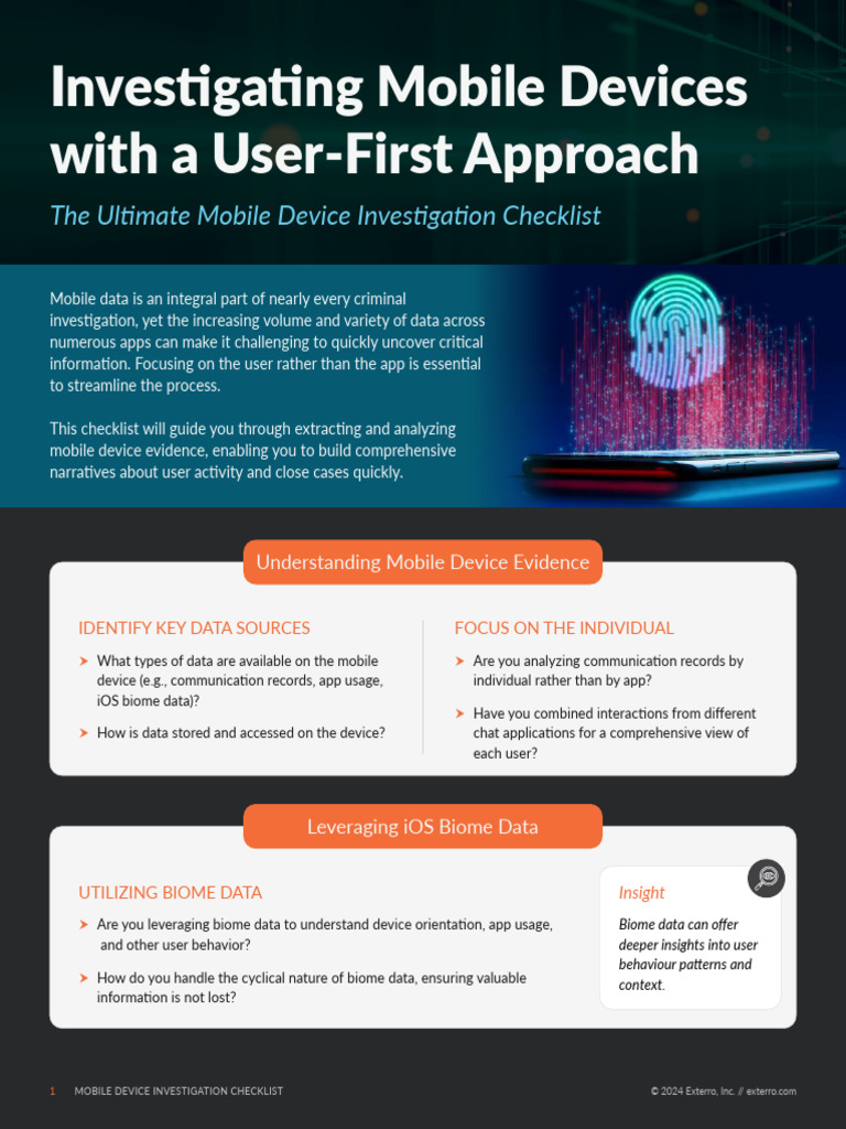 Exterro IG Mobile Device Investigation Checklist FINAL Q3 2024 | PDF ...