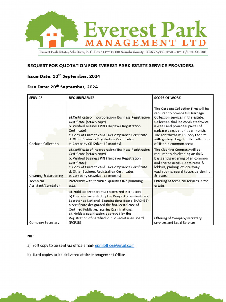 Request For Quotations - Service Providers | PDF