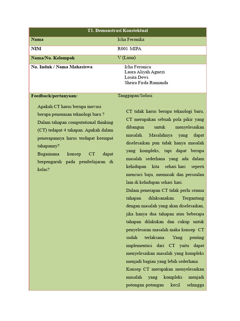 Demonstrasi Kontekstual Topik-1 | PDF