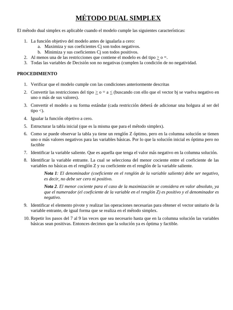 Método Dual Simplex | PDF | Métodos y materiales de enseñanza