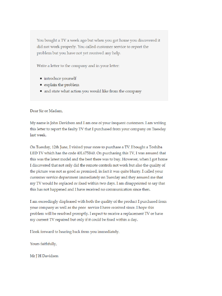 IELTS Writing Task 1 Samples - General Training | PDF