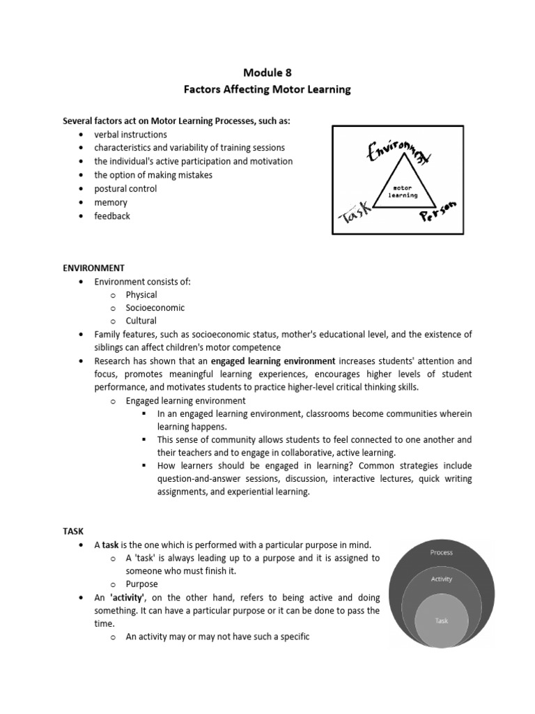 Factors Influencing Motor Learning | PDF | Learning | Memory
