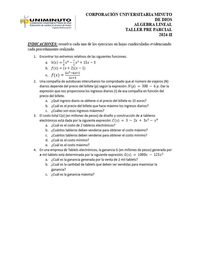 Taller Preparcial Segundo Corte | PDF