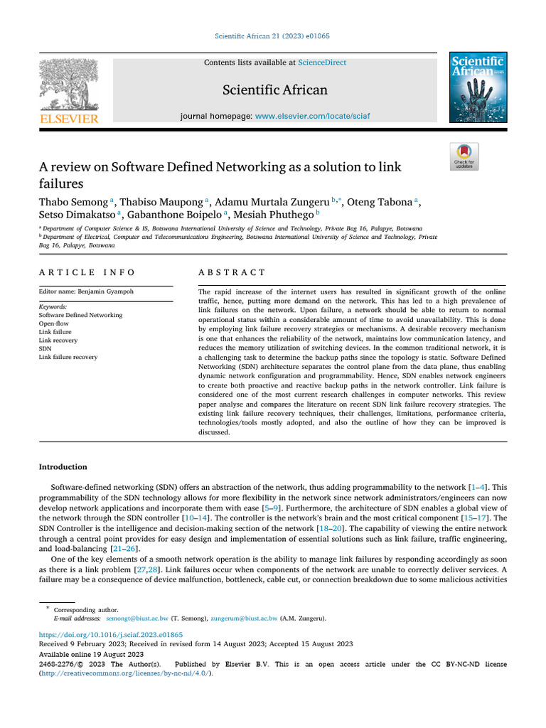 A Review On Software Defined Networking As A Solution To Link Failures ...