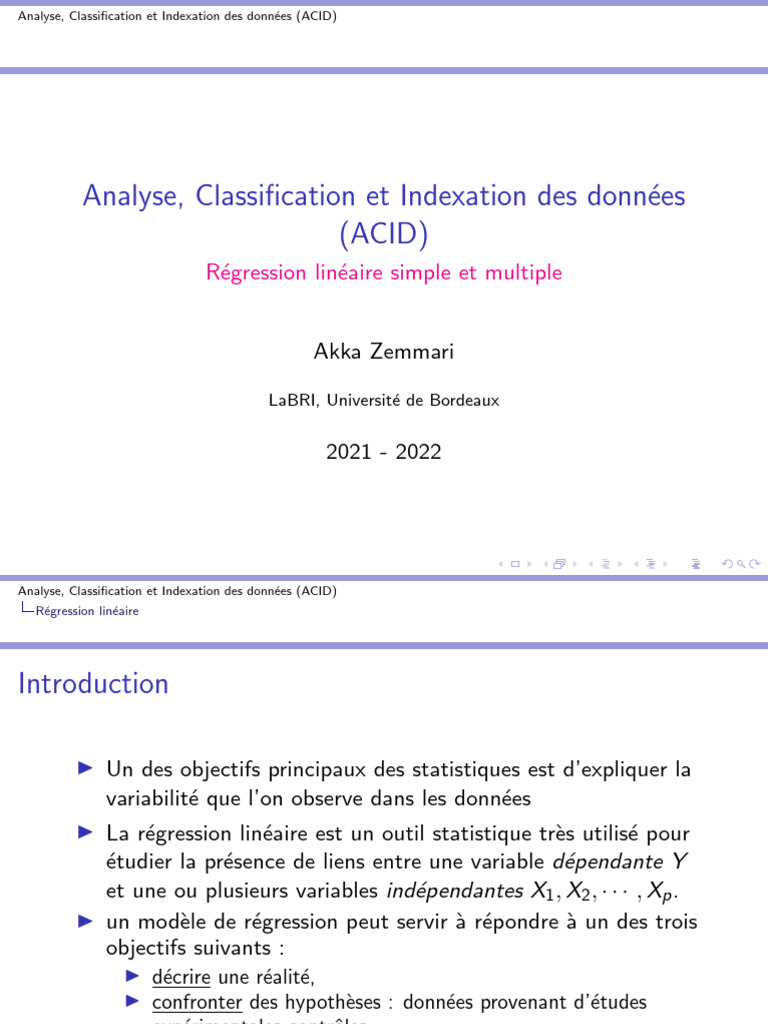05 Regression Lineaire | PDF | Régression linéaire | Analyse de régression