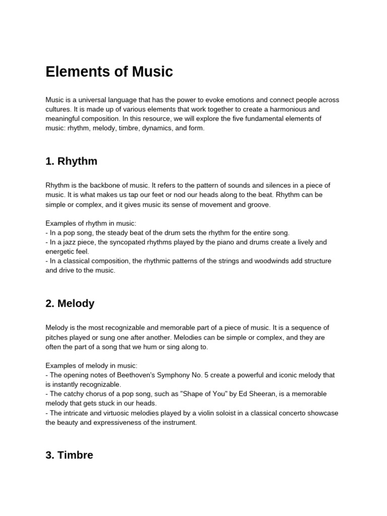 Elements of Music Handouts 1 | PDF | Musical Compositions | Rhythm