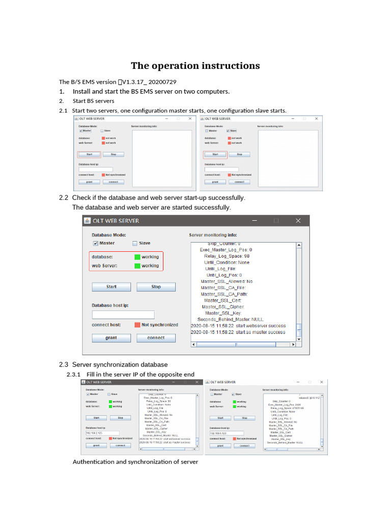 The Operation Instructions of Backup Feature (BS EMS) | PDF