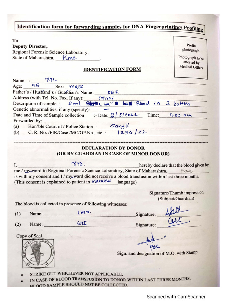 Summon and DNA Fingerprinting Form | PDF