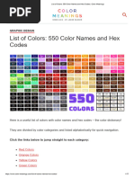 List of Colors 550 Color Names and Hex Codes - Color Meanings | PDF ...