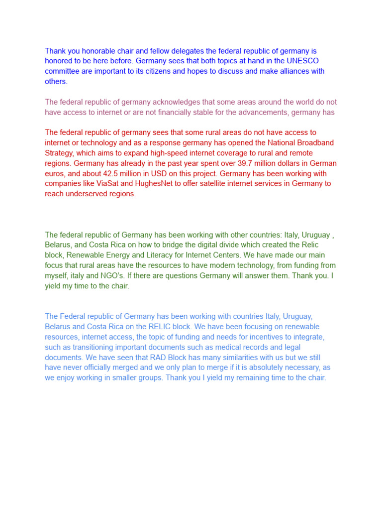 Speeches For MUN Examples | PDF | Internet