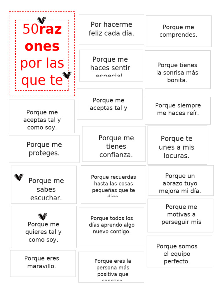 50 Razones Por Las Que Te Amo 1 1 2 | PDF