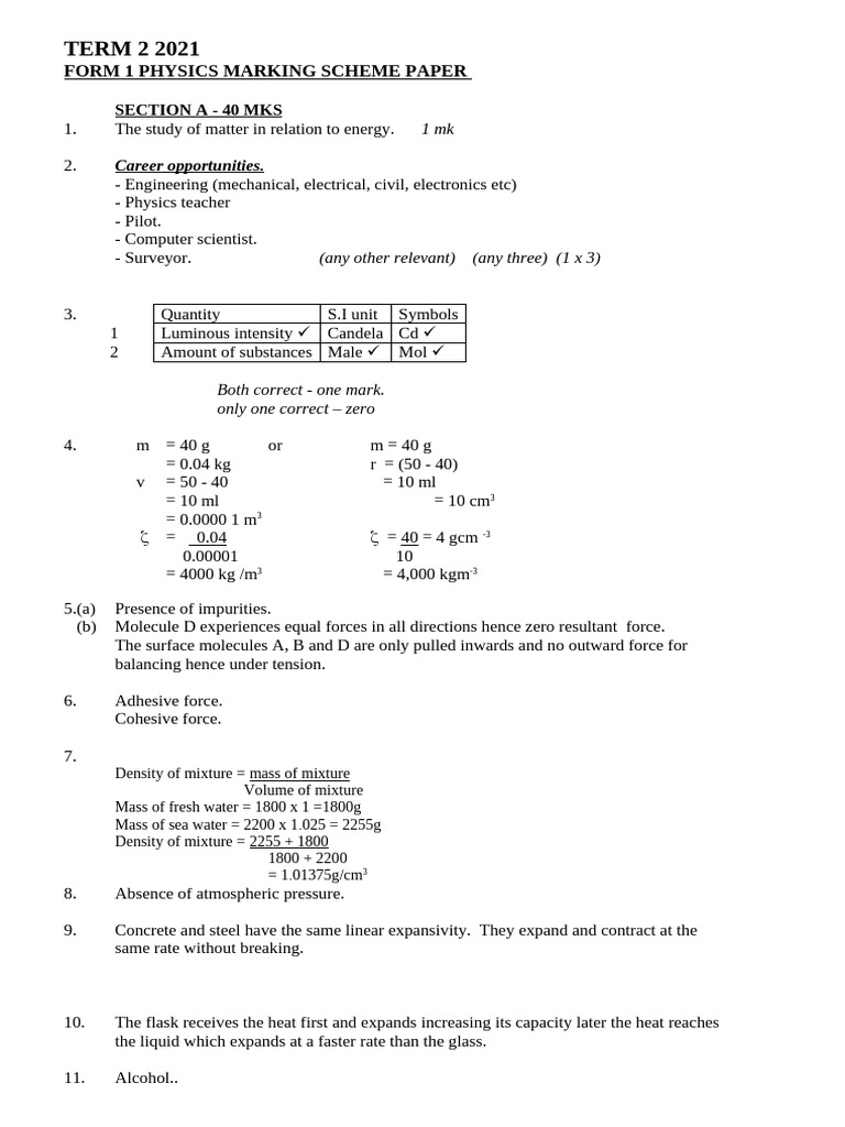 F1 PHYSICS MKS Teacher - Co - .Ke End Term 2 | PDF | Applied And ...