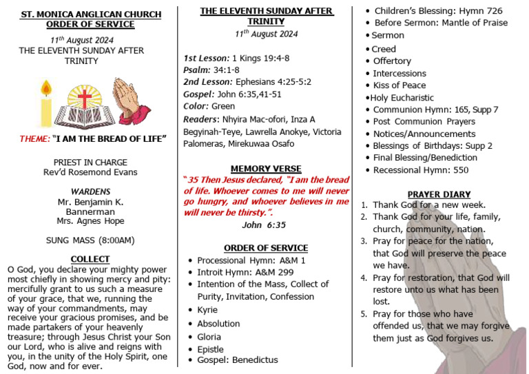 ORDER OF SEVICE - 11Th AFTER Trinity | PDF | Eucharist | Mass (Liturgy)