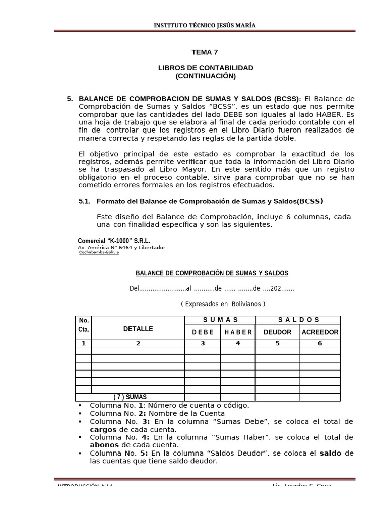 Tema 7 Libros de Contabilidad (Continuaci-N) Balance de CSS | PDF | Contabilidad | Servicios ...