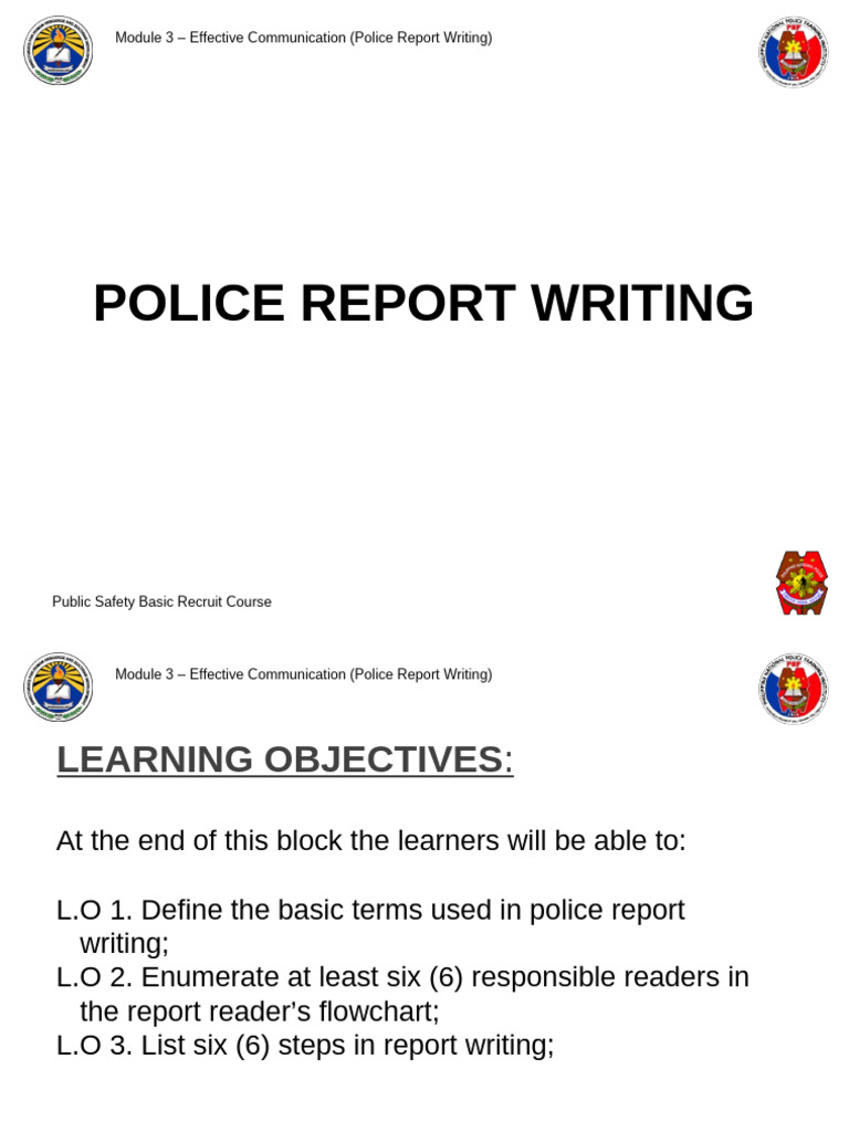 Police Report Writing Essentials | PDF | Police | Communication