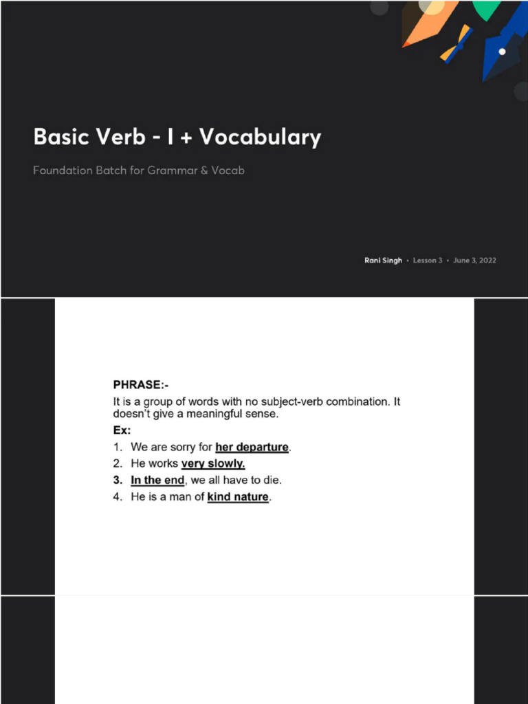 Basic Verb I Vocabulary With Anno | PDF
