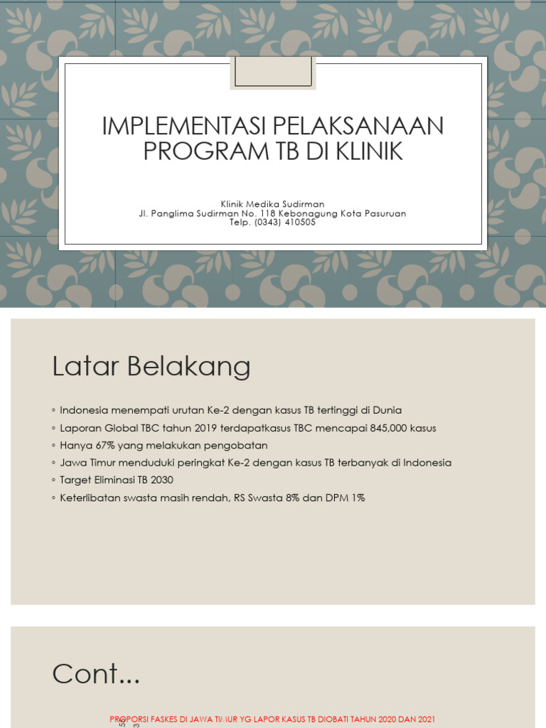 Implementasi Pelaksanaan Program TB Di Klinik Medika Sudirman | PDF