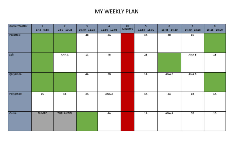 Empty Time Table | PDF