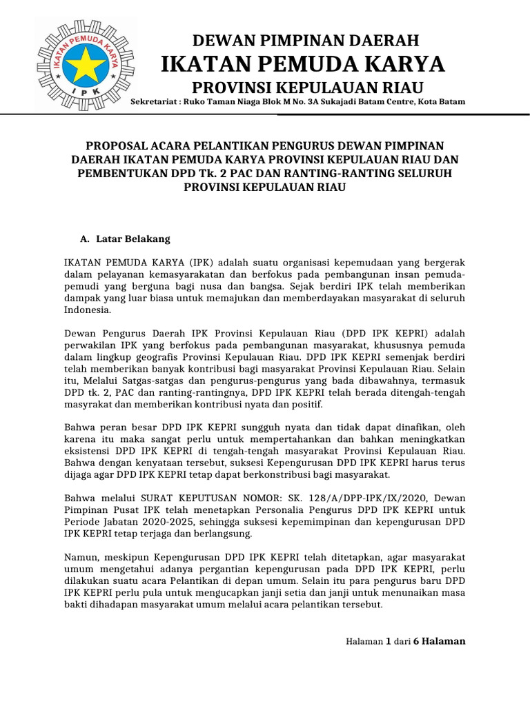Proposal PELANTIKAN IPK | PDF | Bisnis