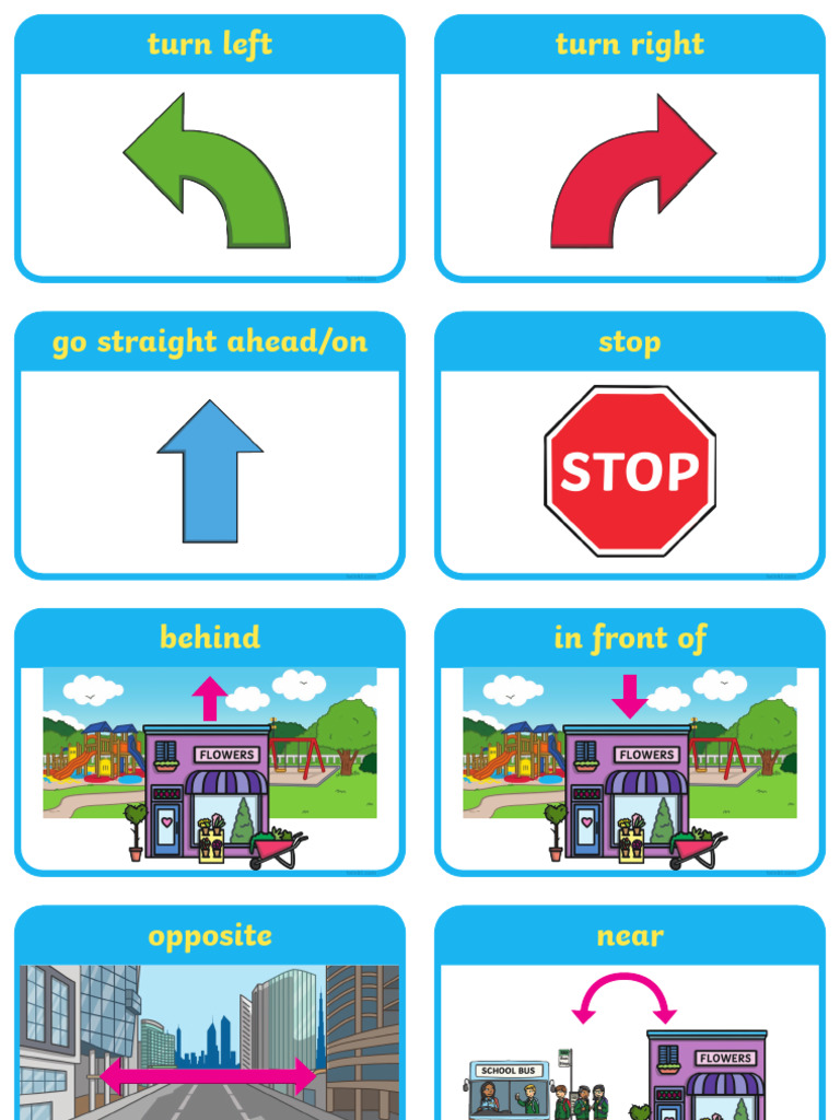 T 1717579367 Esl Giving Directions Flashcards Kids A1 A2 - Ver - 2 | PDF