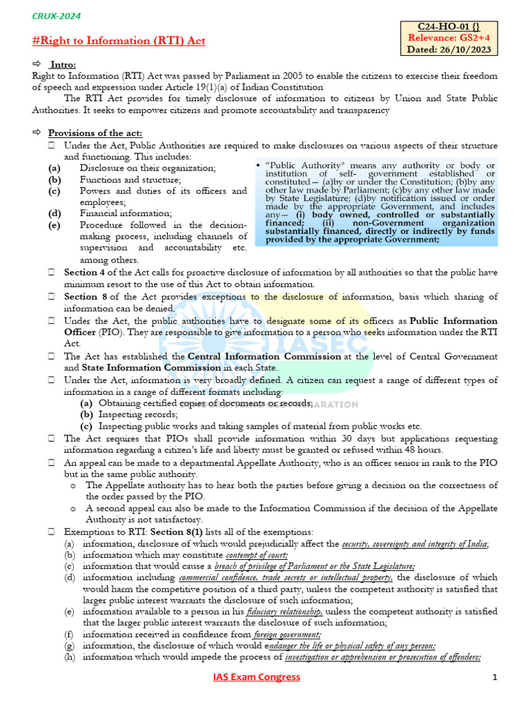 C-HO1-RTI Act | PDF | Human Rights | Public Law