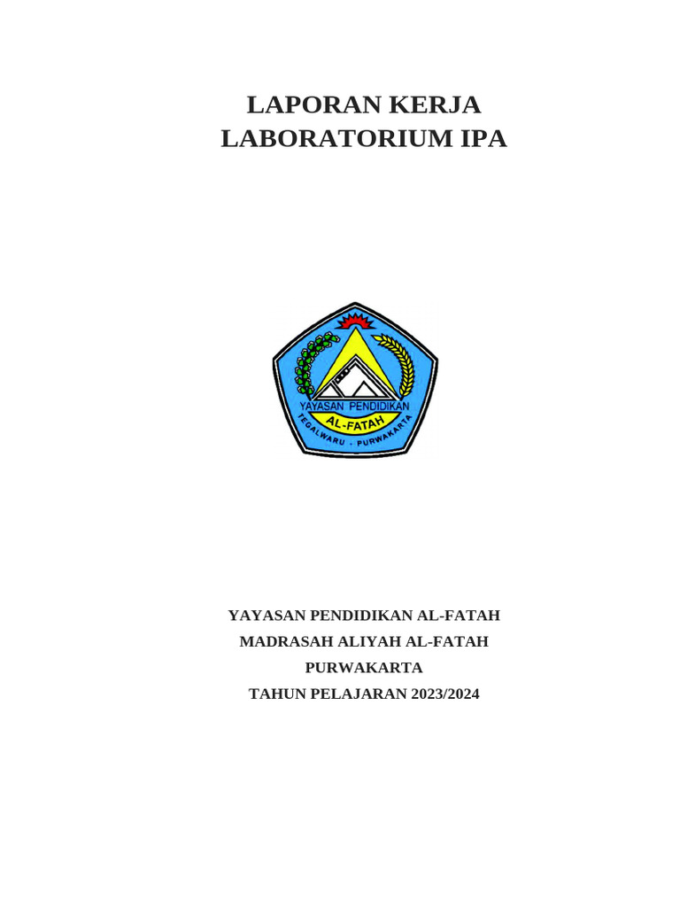Sampul Laporan Kerja Lab Ipa 2324 | PDF