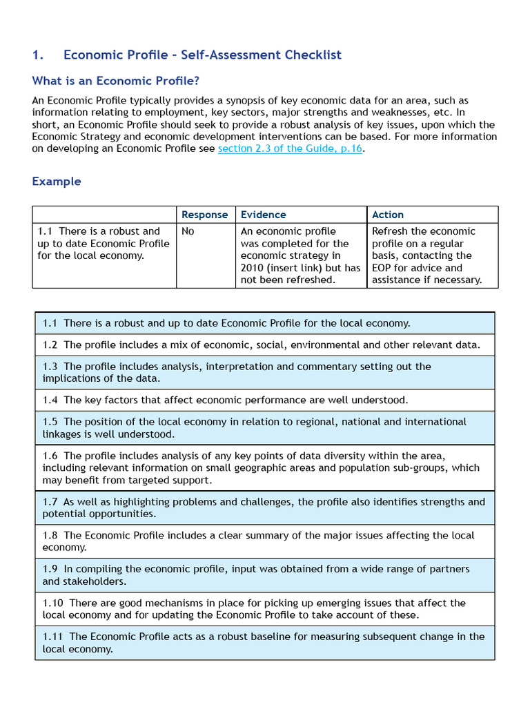 SA Checklist Economic Profile | PDF | Information | Economies
