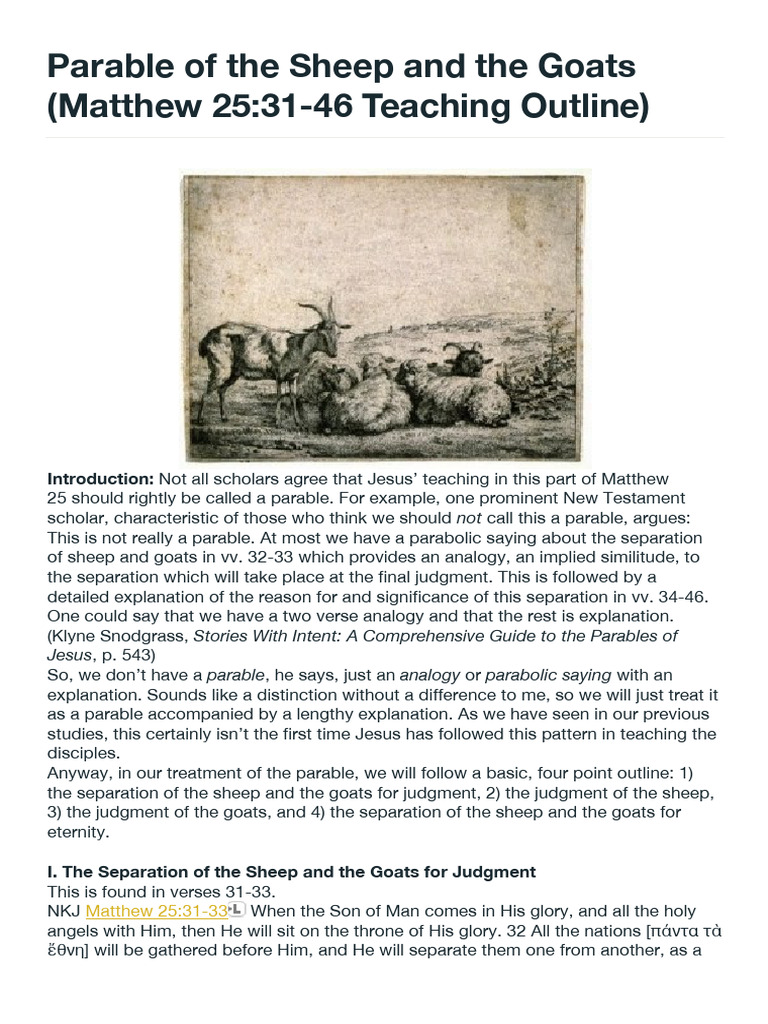 Parable of The Sheep and The Goats | PDF | Jesus | Paul The Apostle
