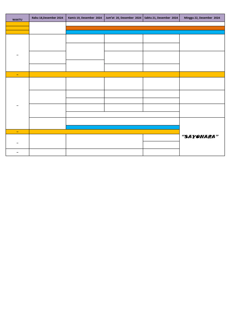 Jadwal Kegiatan TLTD Iv Terbaru | PDF