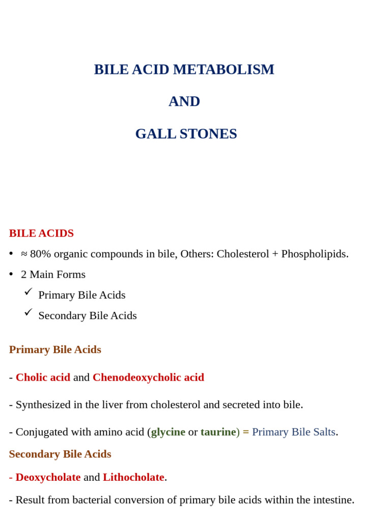 Bile Acid Metab and Gallstones | PDF | Bile | Gallbladder
