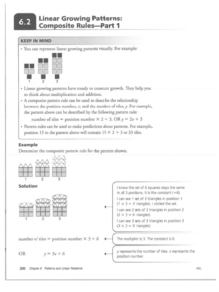 CH 6.2. PG 200. Linear Patterns | PDF