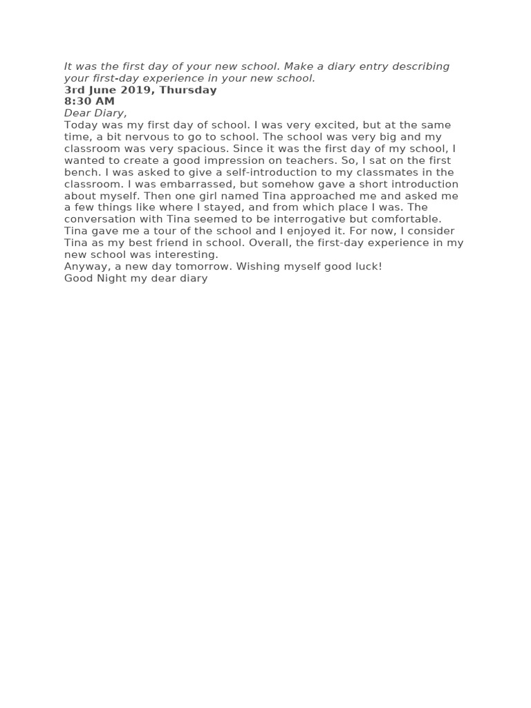 Diary Entry Sample | PDF