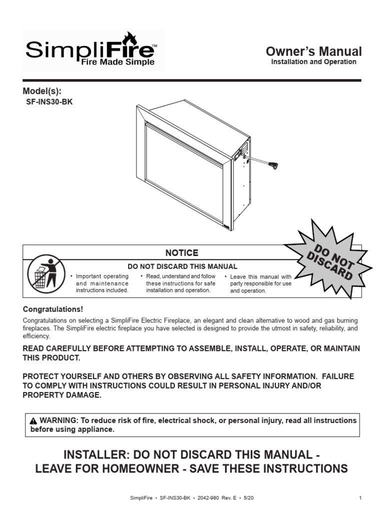 2042 980 Electric Insert Owner Install Manual | PDF | Chimney | Legal ...