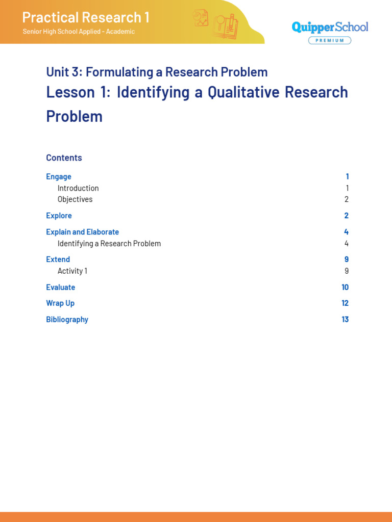 Identifying Qualitative Research Problems | PDF | Qualitative Research ...
