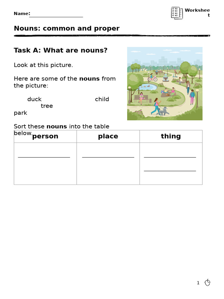 Noun Identification Worksheet | PDF