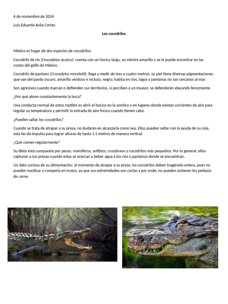 Especies de cocodrilos en México | PDF