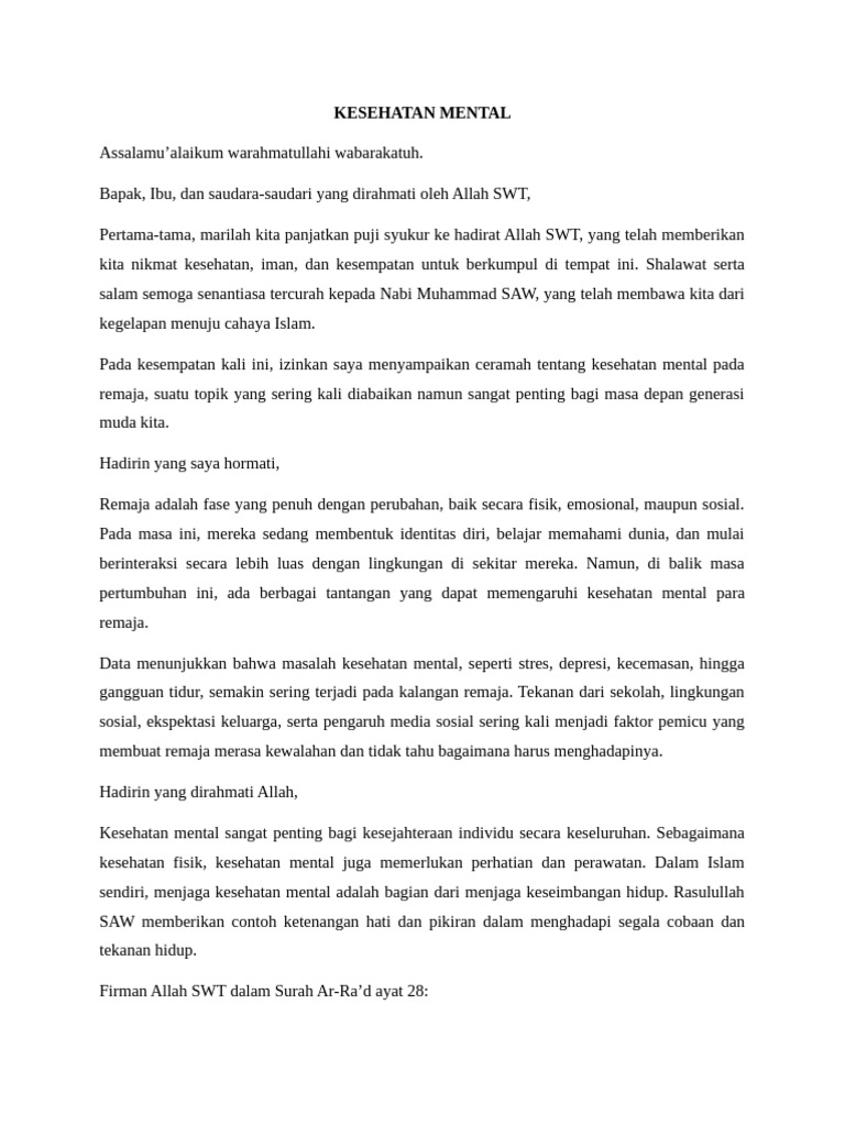 Kesehatan Mental | PDF