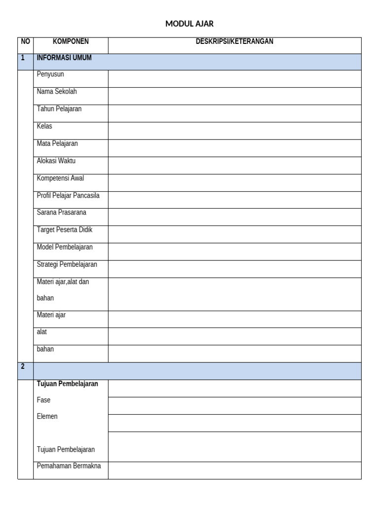 Format Modul Ajar Nihil | PDF
