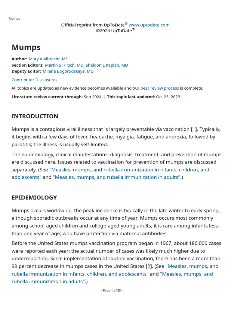 Mumps | PDF | Meningitis | Measles